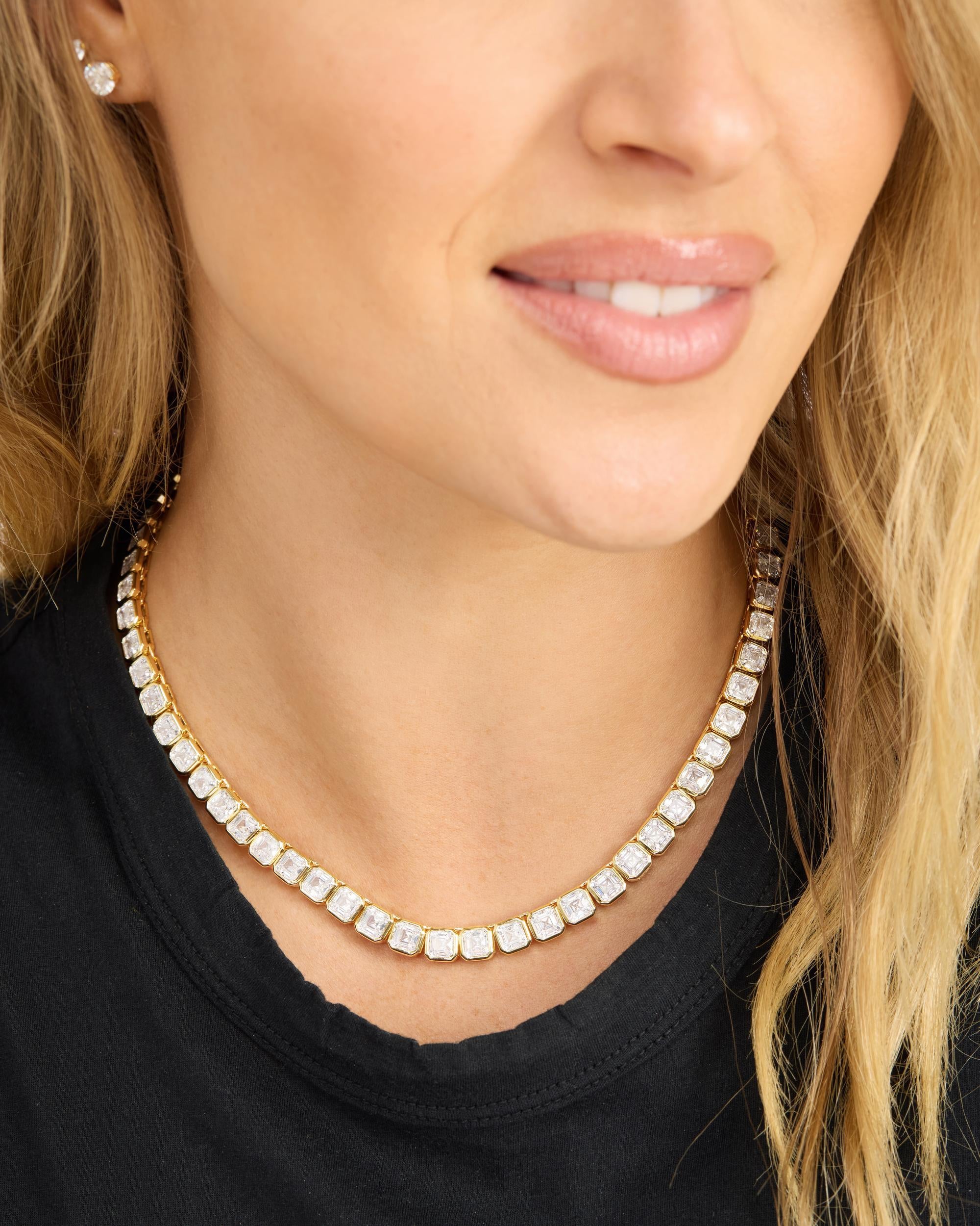 Duchess Tennis Necklace Gold White Diamondettes Melinda Maria Jewelry